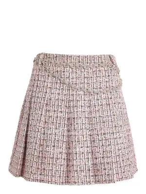 SELF-PORTRAIT Bouclé Pleated Mini Skirt