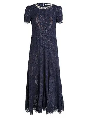 SELF-PORTRAIT Sequin-lace Embellished Midi Dress - Navy