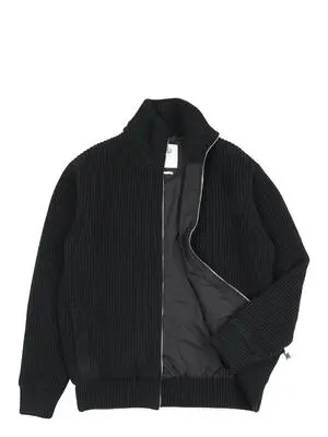 VALSTAR Cashmere Ribbed Bomber Jacket - Black