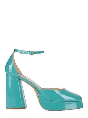 Roberto Festa Patent Leather Buckle Ankle Strap Pumps - Blue