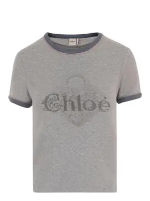 Chloé Cotton T-shirt With Logo - Grey