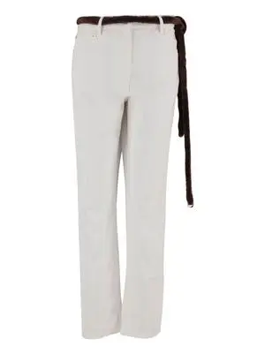 DARKPARK Naomi Cotton Trousers With Fur Belt - White
