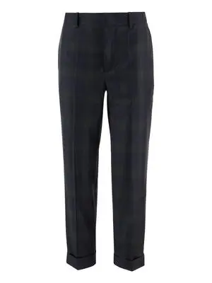 SA SU PHI Angela Tartan Wool Pants With Turn-Up Hem