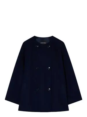 Emporio Armani Wool Double-breasted Coat - Blue