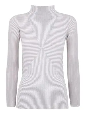 Emporio Armani Striped Roll Neck Top - Grey