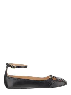 Chloé Mixed Leather Ballerina Flats Black