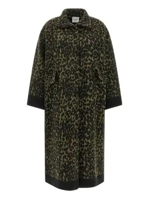 NUDE Animalier Wool-blend Long Coat - Green