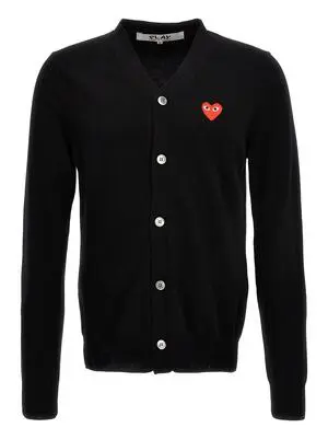Play Comme Des Garcon Heart Cardigan - Black