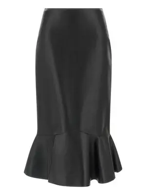 Fendi Nappa Leather Midi Skirt - Black