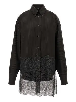 Fendi Wool And Lace Shirt - Brown