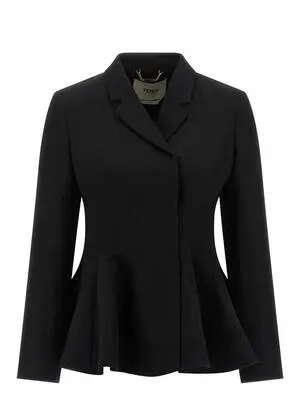 Fendi Grain De Poudre Wool Blazer - Black