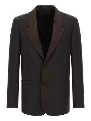 Fendi Crepe Wool Single-breasted Blazer - Brown