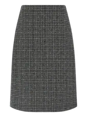 Fendi Prince Of Wales Tweed Midi Skirt - Gray