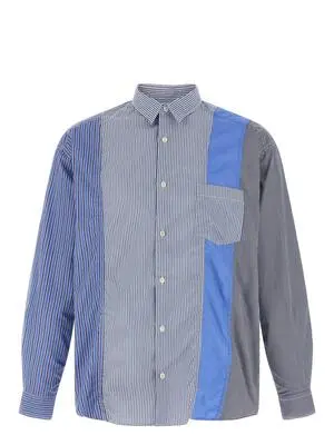 COMME DES GARҪONS HOMME Patchwork Patterned Cotton Poplin Shirt - Blue