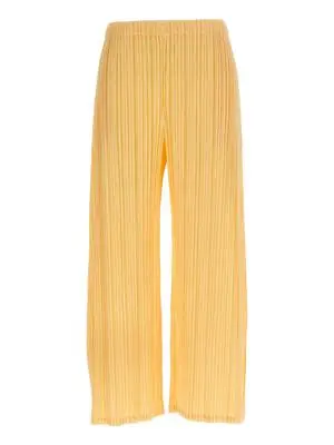 Issey Miyake Mellow Pleats Wide Leg Pants - Yellow
