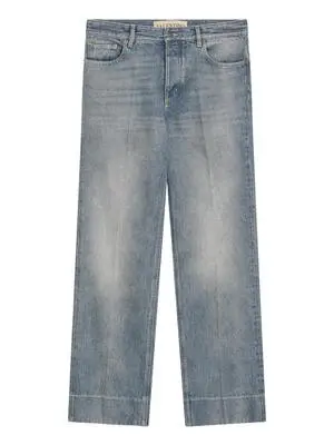 Valentino Garavani Washed-effect Cotton Denim Jeans - Blue