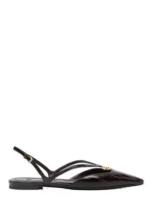 Fendi Folk Leather Slingback Ballerinas - Brown