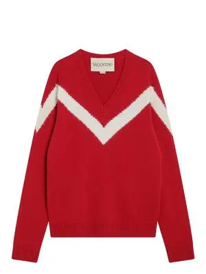 Valentino Garavani VLogo Bow Virgin Wool Sweater Beige