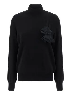 FERRAGAMO Floral Insert Wool-cashmere Sweater - Black
