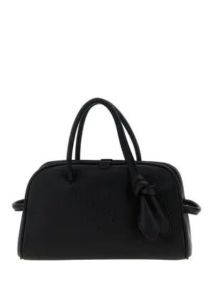 Jacquemus Le Petit Turismo' Hammered Leather Bowling Handbag - Black