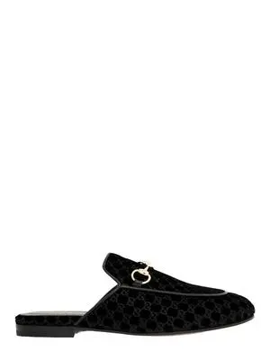 Gucci Princetown Velvet Slippers - Black