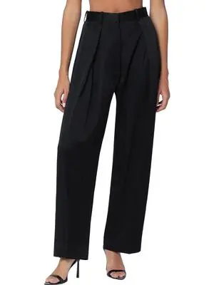 Victoria Beckham Pleated Crêpe Satin Trousers - Black