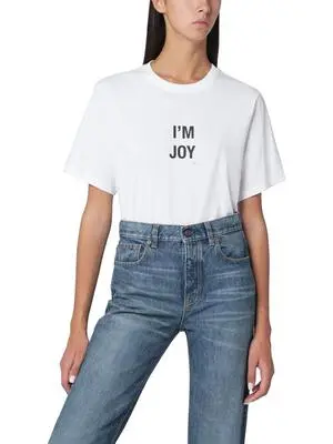 Victoria Beckham Cotton T-shirt With 'i'm Joy' Slogan - White