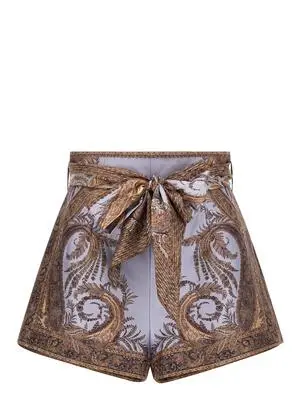 Zimmermann Hypnotic Flat Front Lilac Paisley Shorts - Purple