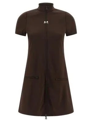 COURREGES Courrèges Interlock Tracksuit Mini Dress - Brown