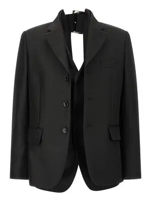 Comme Des Garçons Double Layer Effect Blazer - Black