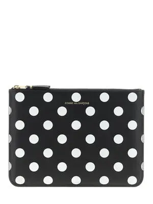 Comme Des Garçons Polka Dots Printed Leather Wallet - White/black