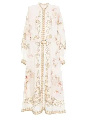 Zimmermann Printed Linen Midi Dress - Beige