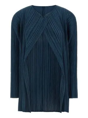 Issey Miyake Mellow Pleats Cardigan - Blue