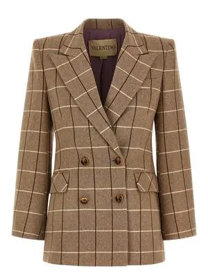 Valentino Garavani Double-breasted Wool Blazer - Beige