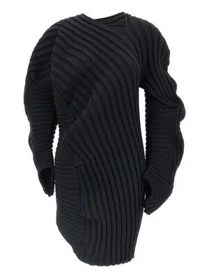 Issey Miyake Knit Ribbed Top - Black