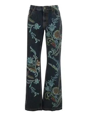 Etro Floral Printed Jeans - Black