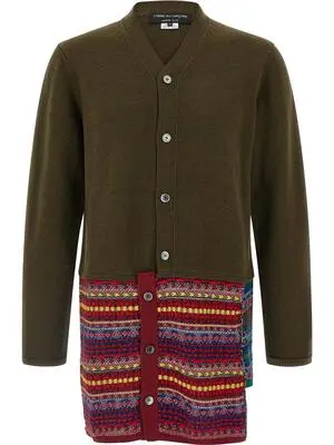 Comme Des Garçons Jacquard Insert Cardigan - Green