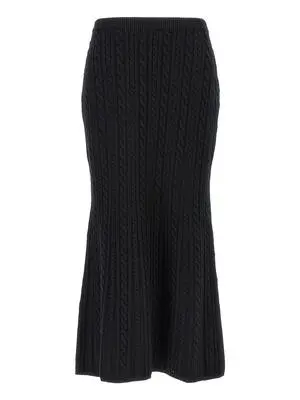 Alessandra Rich Maxi Wool Skirt - Black
