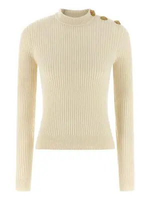 Balmain Ribbed Cashmere And Virgin Wool Sweater - White