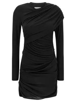 MARANT ETOILE Draped Stretch Jersey Mini Dress - Black