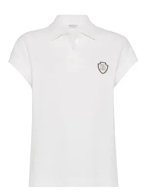 Brunello Cucinelli Logo Cotton Polo Shirt - White