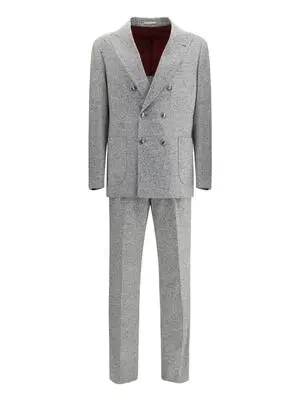 Brunello Cucinelli Wool Blend Double Breasted Suit - Grey