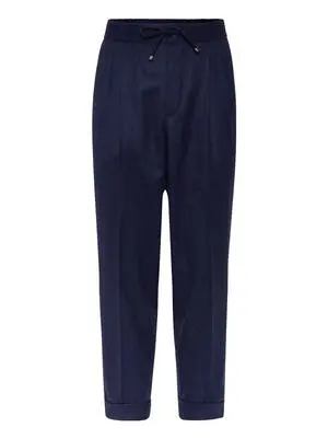 Brunello Cucinelli Wool Drawstring Trousers - Blue