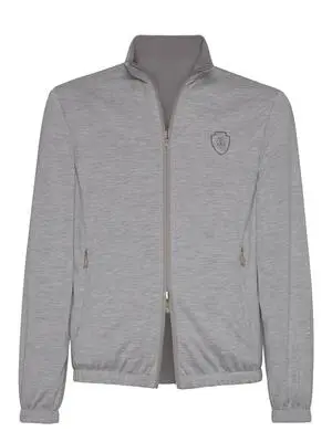 Brunello Cucinelli Silk-blend Blouson Jacket - Grey