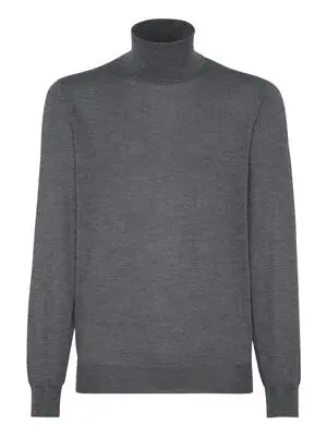 Brunello Cucinelli Cashmere Blend Turtleneck Sweater - Grey