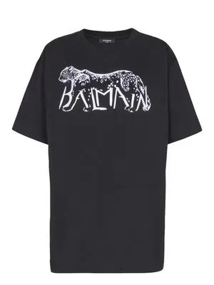 Balmain Leopard Print T-shirt - Black
