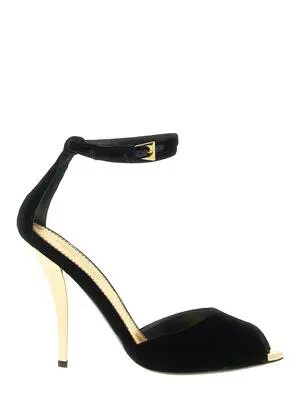 Paris Texas Jessica Open-toe Velvet Sandals - Black