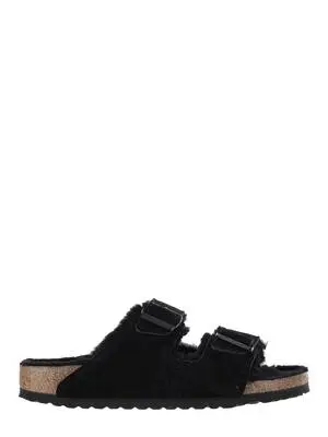 BIRKENSTOCK Arizona Suede And Shearling Sandals - Black
