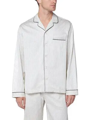 TEKLA Brown And White Striped Pyjama Shirt - Black