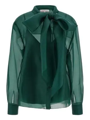 Carolina Herrera Silk Organza Blouse - Green